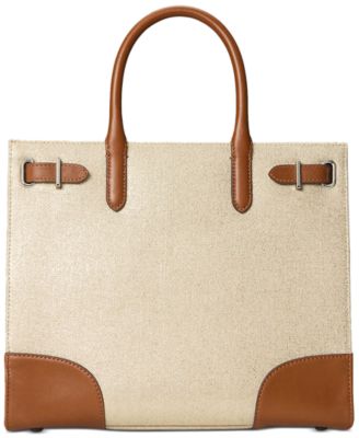 Lauren Ralph Lauren Metallic Canvas Medium Devyn Tote Bag - Macy's