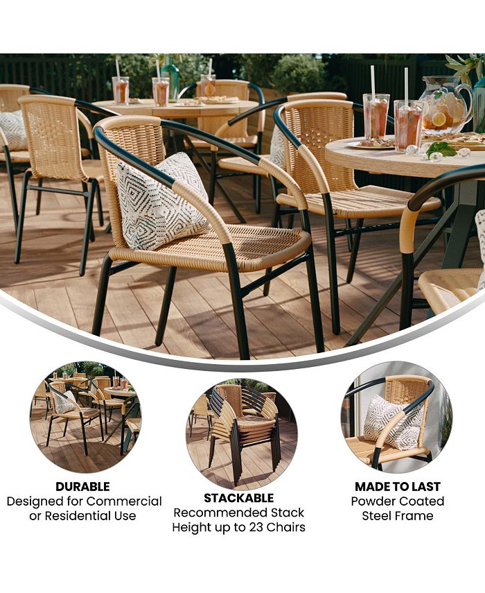EMMA+OLIVER 2 Pack Rattan Indoor-Outdoor Restaurant Stack Chair With Curved Back - Macy's