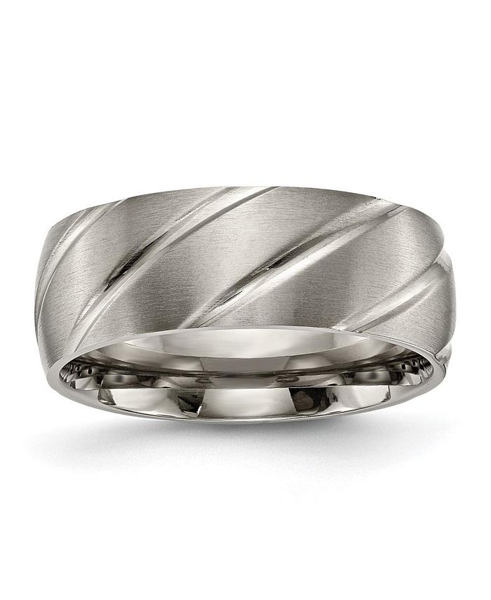 Chisel Titanium Satin Swirl Design Wedding Band Ring - Macy's