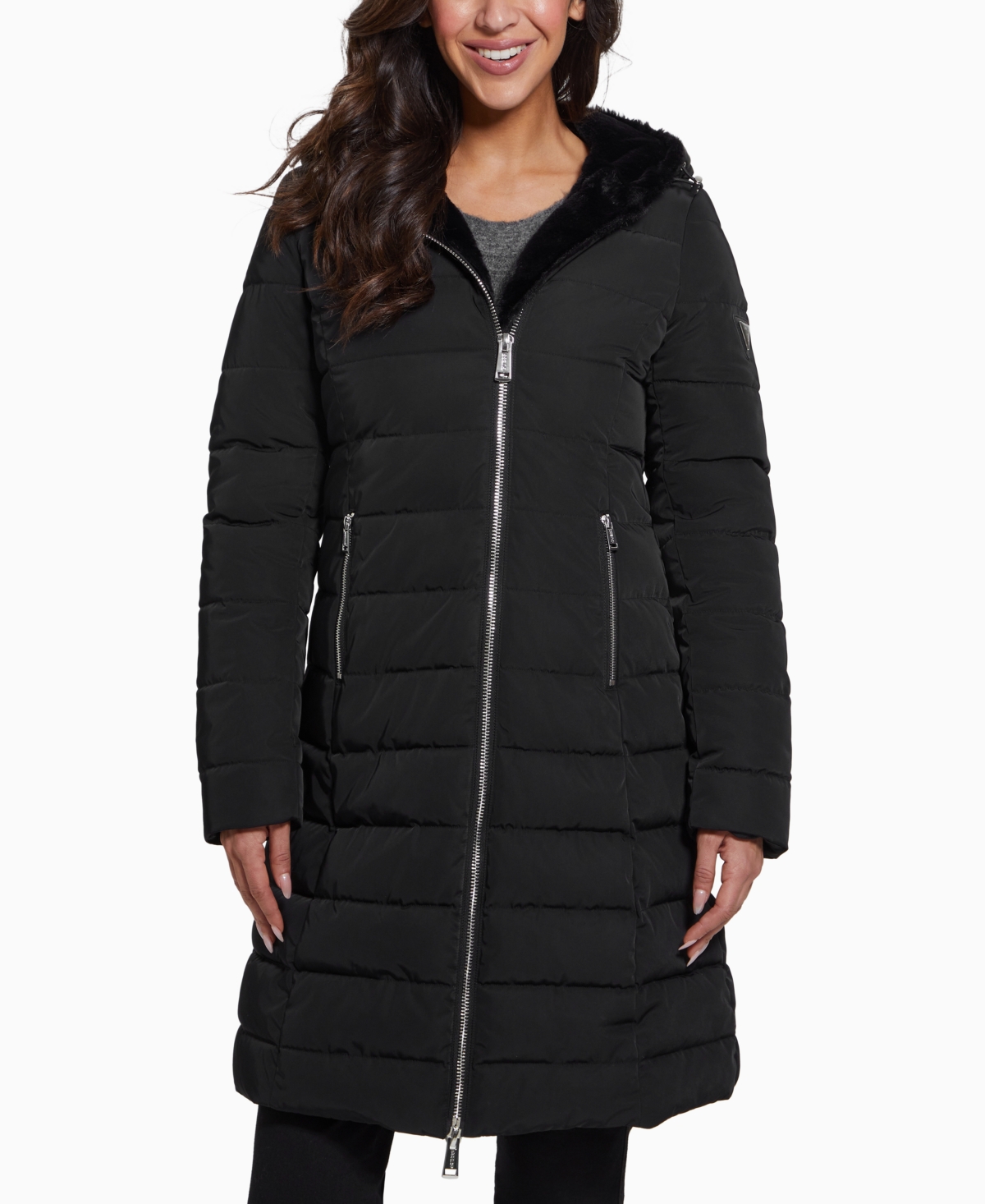 Click here for Guess Womens Faux-Fur-Lined Hooded Puffer Coat - J... prices