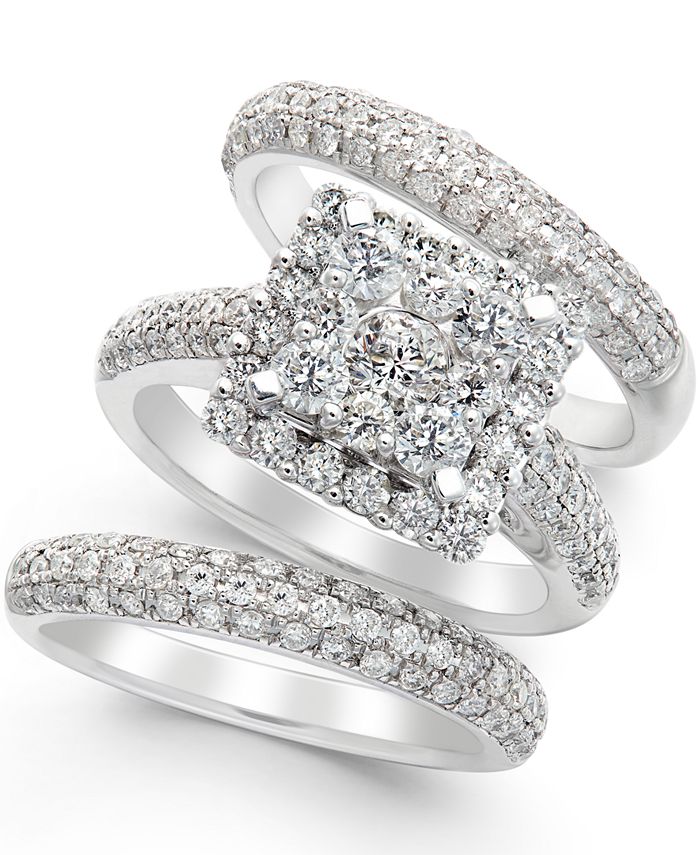 Macy's Diamond Bridal Set in 14k White Gold (2-2/3 ct. t.w.) & Reviews ...