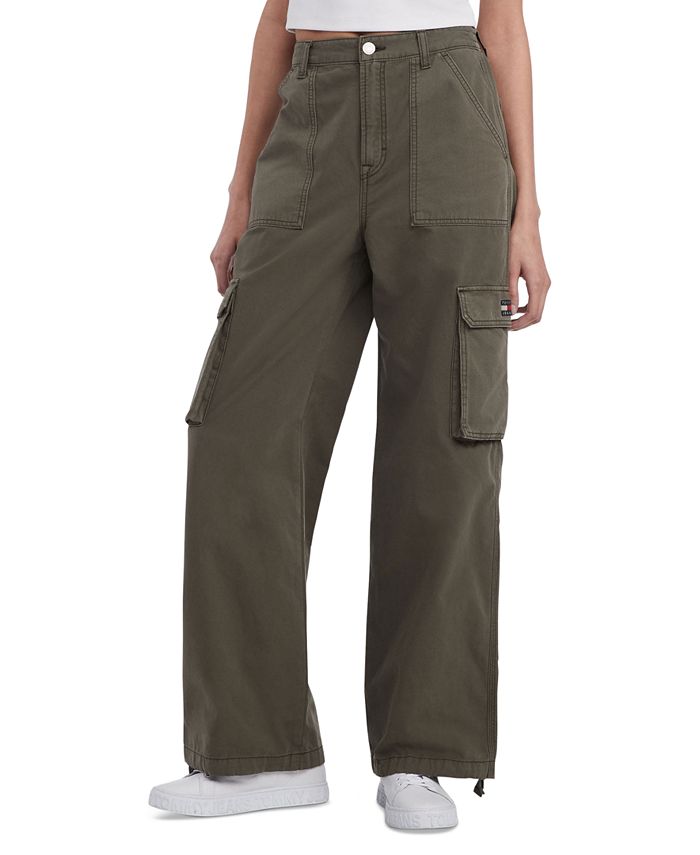 Tommy Jeans Women's Claire High Rise Utility Cotton Cargo Pants - Macy's