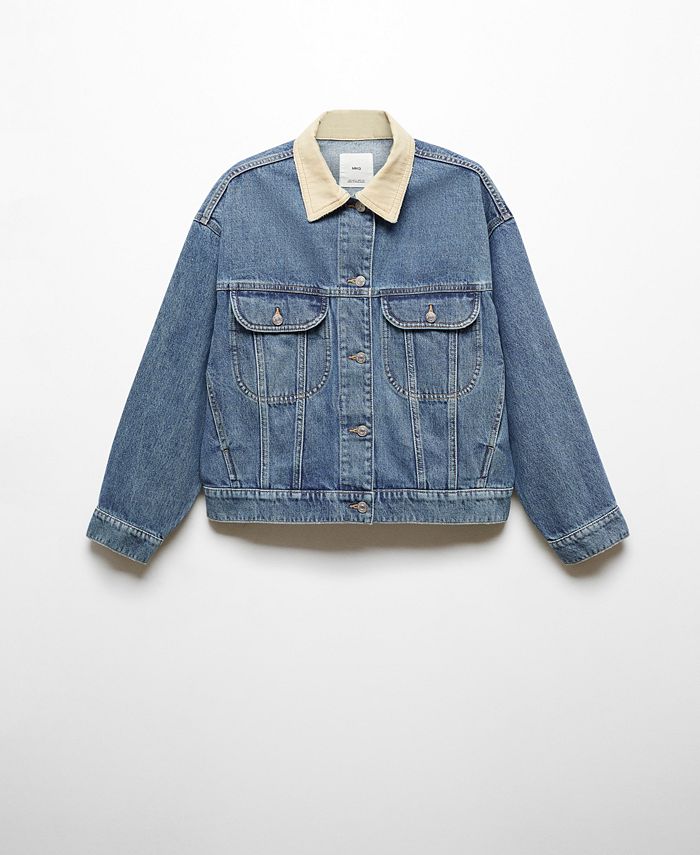 MANGO Women's Contrast Denim Jacket - Macy's