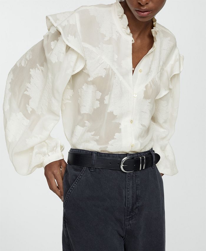 MANGO Women's Floral Embroidery Blouse - Macy's