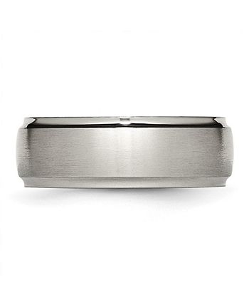 Chisel Titanium Brushed Center Ridged Edge Wedding Band Ring - Macy's