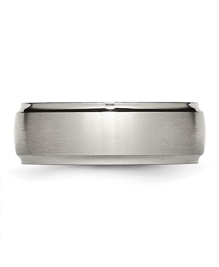Chisel Titanium Brushed Center Ridged Edge Wedding Band Ring - Macy's