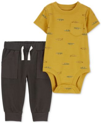 Carter's Baby Boys 2-Pc. Cotton Alligator-Print Bodysuit & Pants Set - Macy's