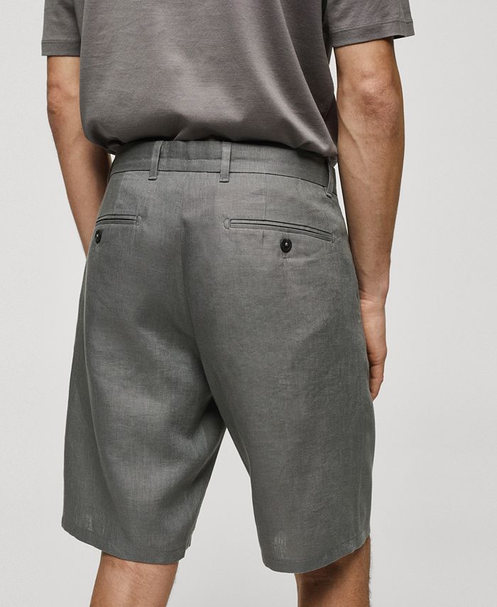 MANGO Men's Slim Fit 100% Linen Bermuda Shorts - Macy's