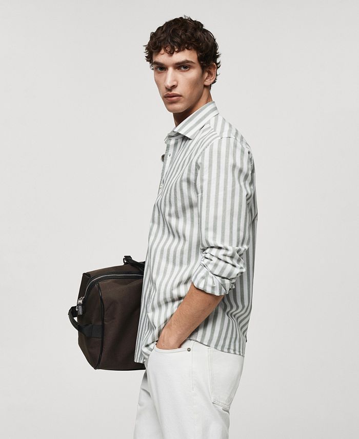 MANGO Men's Regular Fit Striped Cotton Shirt - Macy's