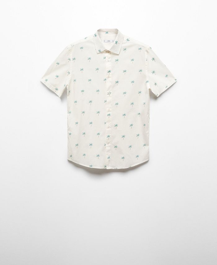MANGO Men's Palm Print Cotton Shirt - Macy's