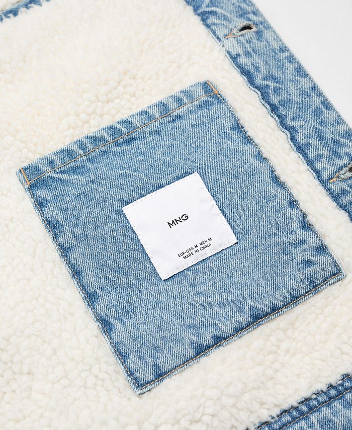 MANGO Men's Shearling Denim Jacket - Macy's