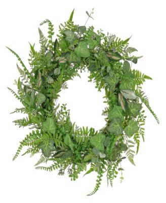 National Tree Company 26 Mixed Leaf Greenery Wreath - Macy's
