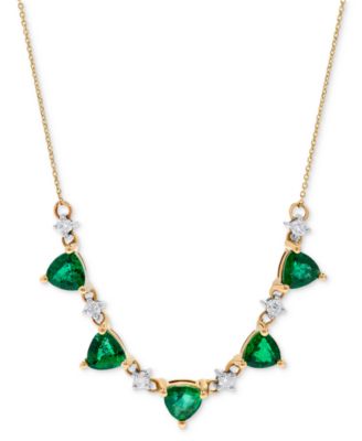 Emerald 2 1 2 ct. t.w. Diamond 1 5 ct. t.w. 16 Statement Necklace in 14k Gold