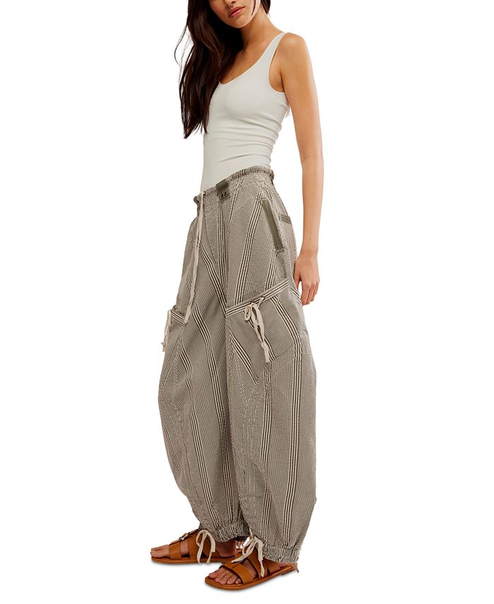 Free People Women's Outta Sight Striped Cotton Parachute Pants - Macy's