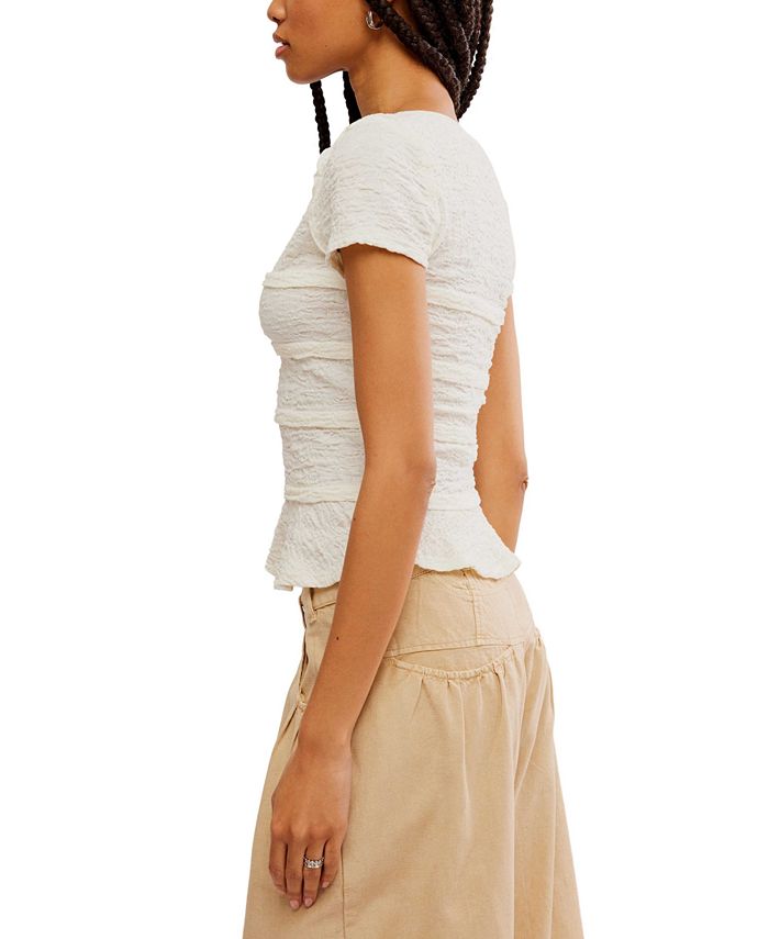 Free People Women's Krystal Textured V-Neck Tee - Macy's