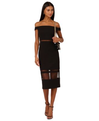 Adrianna by Adrianna Papell Women's Mesh-Panel Midi Dress - Macy's