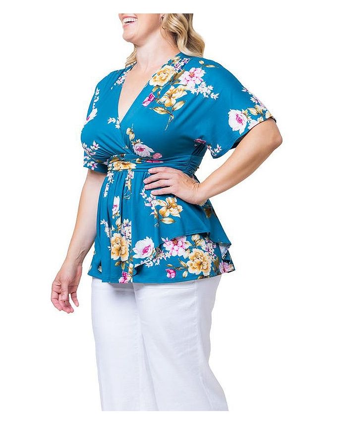 Kiyonna Plus Size Encore Short Sleeve Printed Top - Macy's