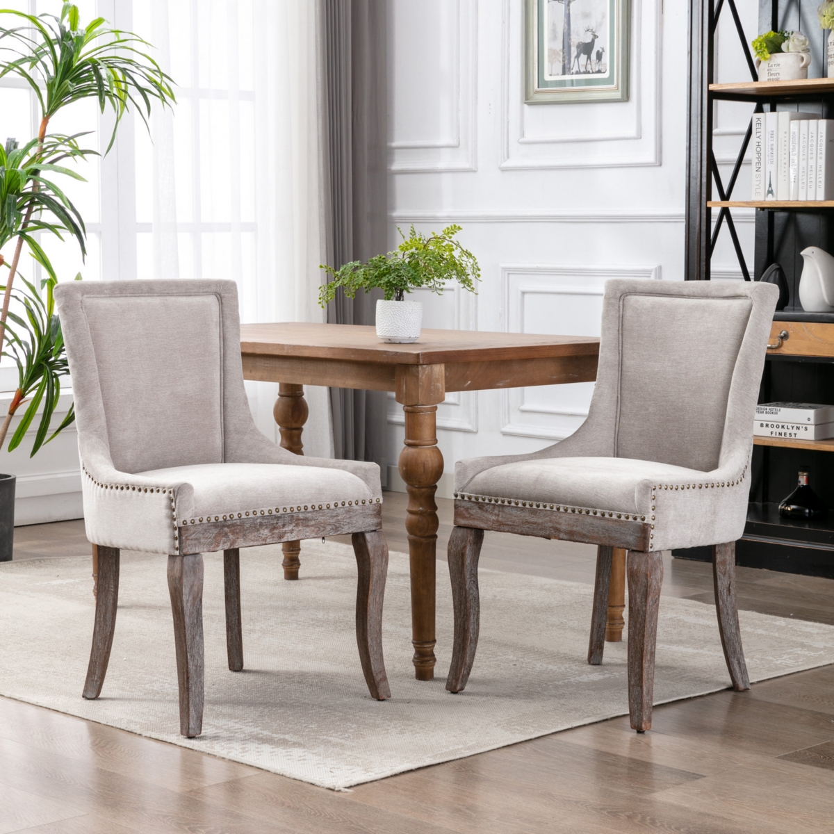 Click here for Streamdale Set of 2 Beige Dining Chairs with Fabri... prices