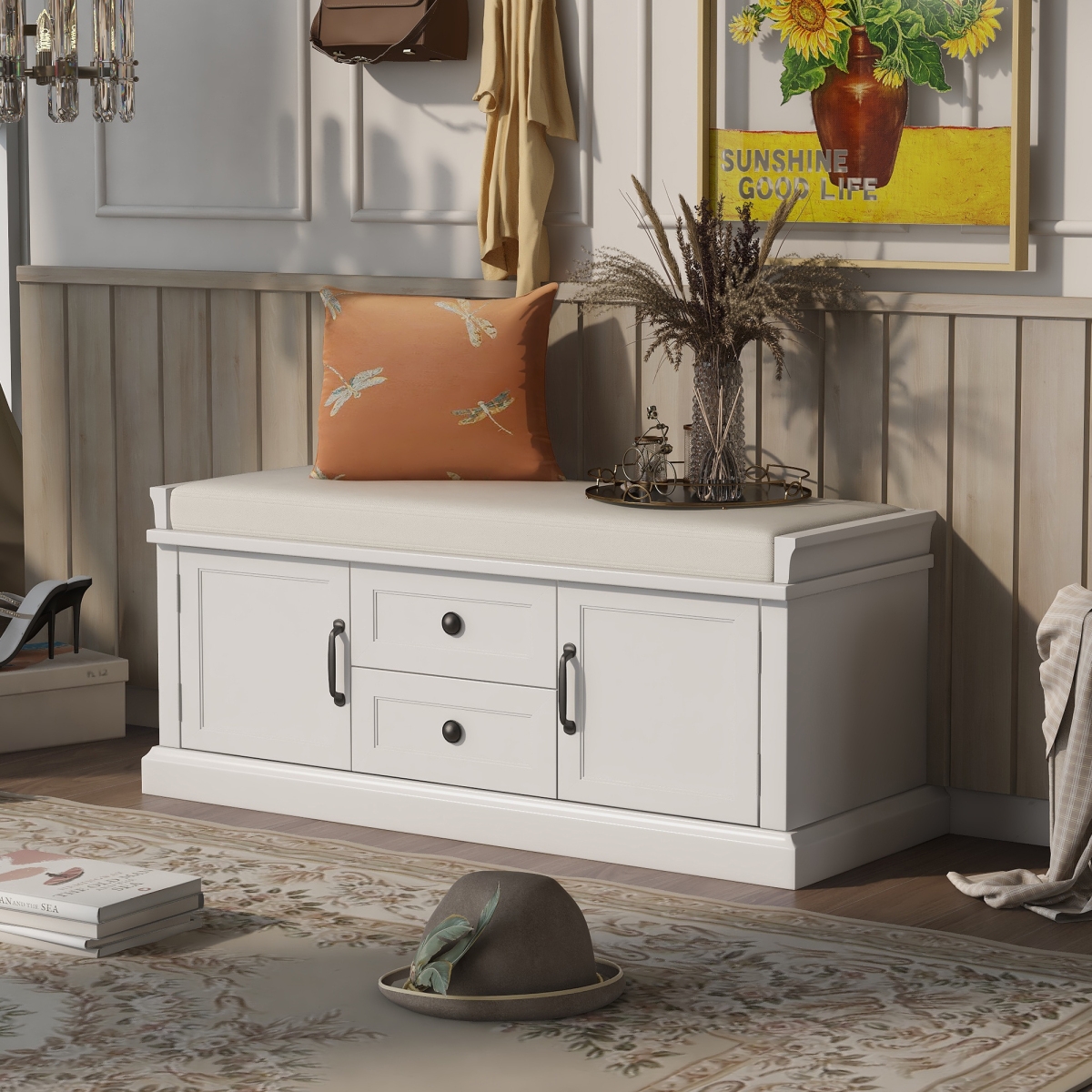 Click here for Streamdale Furniture Storage Bench With 2 Drawers... prices