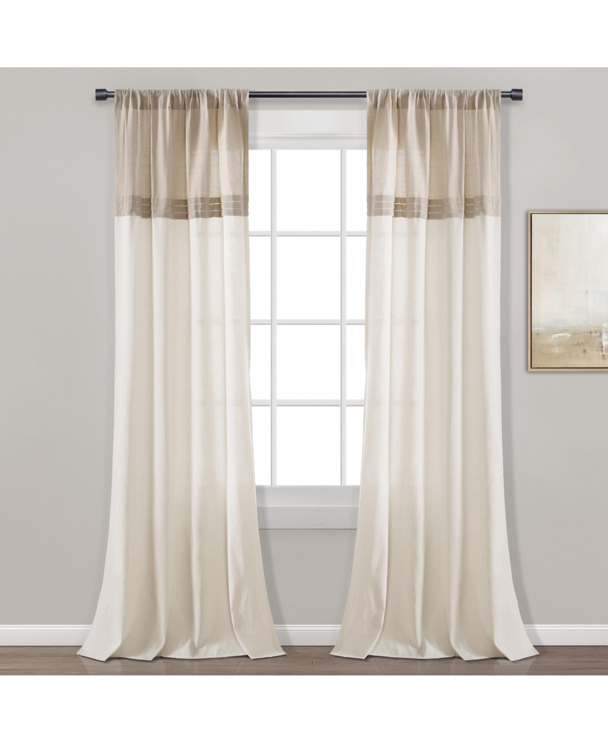 Click here for Lush Decor Farmhouse Faux Linen Colorblock Pleated... prices