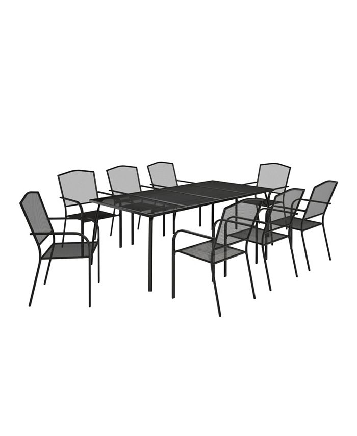 Mondawe 9-Piece Steel Mesh Table And Chair Set With 8 Pcs Steel Mesh ...