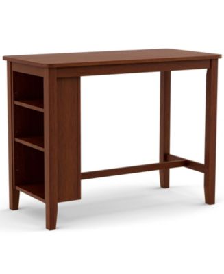 SUGIFT Counter Height Bar Table with 3-Tier Storage Shelves for Home ...