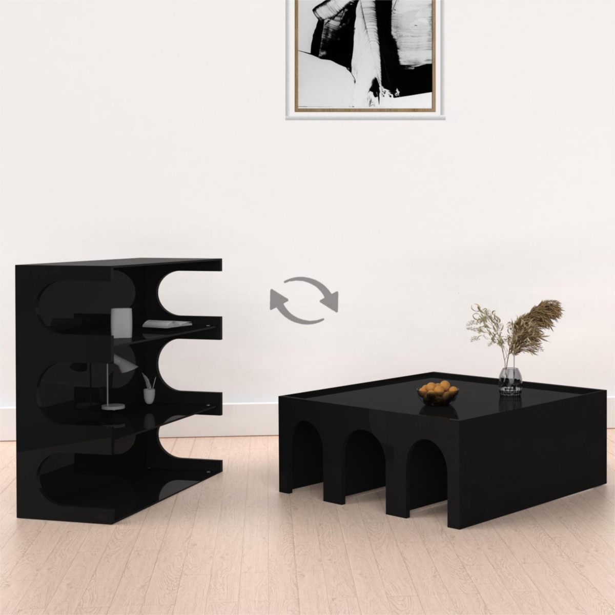 Click here for Streamdale Furniture 4-Tier Black Book Shelf & Cof... prices