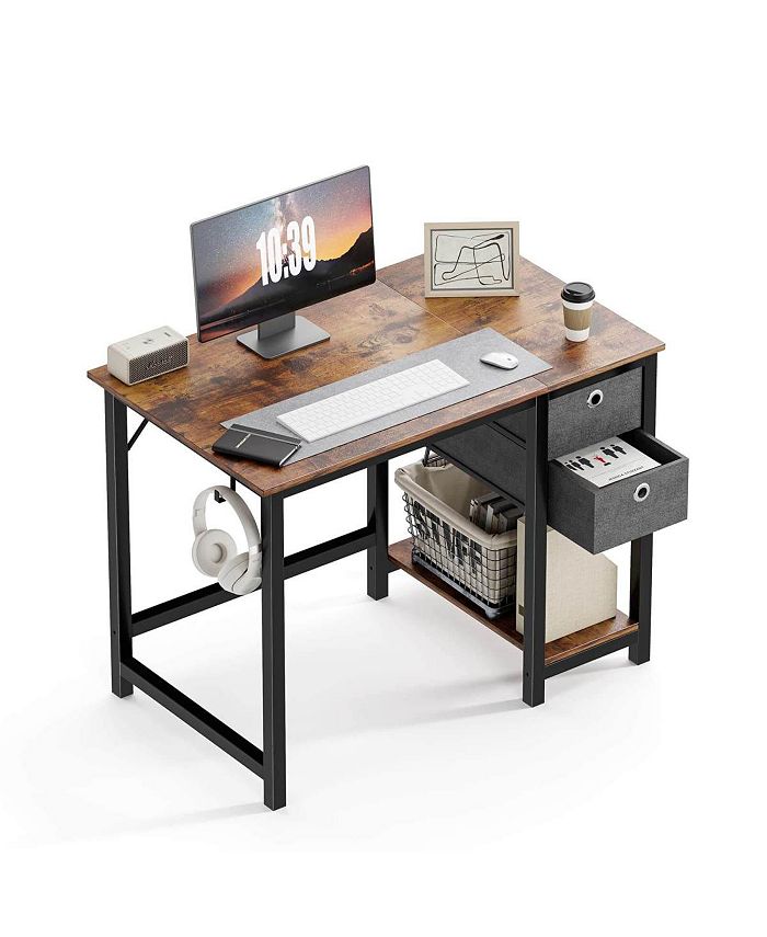 Simplie Fun Modern Simple Style Home Office Writing Desk with 2-Tier ...