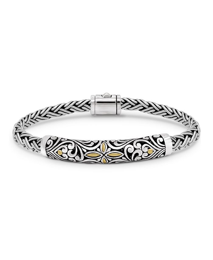 DEVATA Bali Filigree with Paddy Oval 5mm Chain Bracelet in Sterling Silver and 18K Gold - Macy's