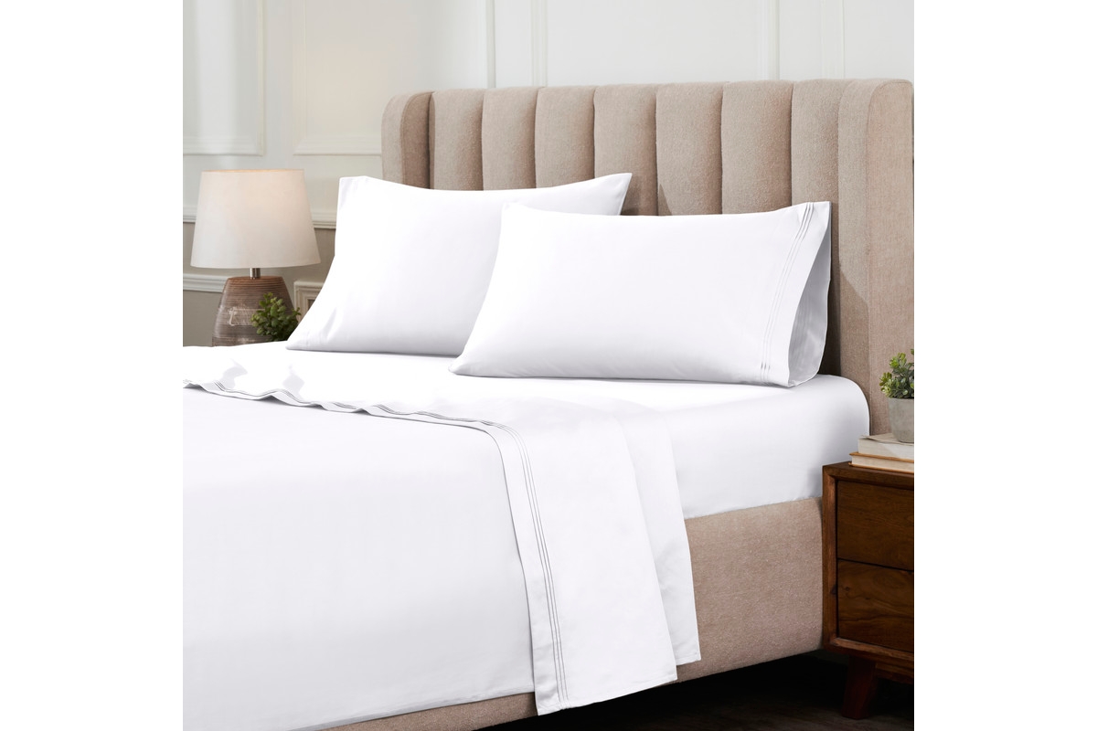 Superior 1000-tc Egyptian Cotton Solid Deep Pocket Sheet Set  Queen Size - White