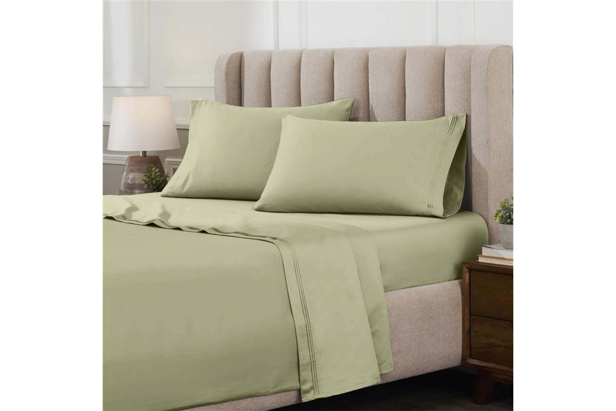 Superior 1000-tc Egyptian Cotton Solid Deep Pocket Sheet Set  Queen Size - Sage