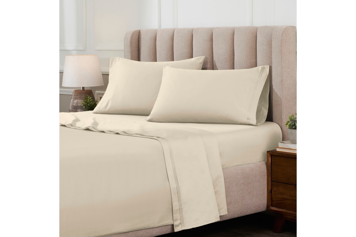 Superior 1000-tc Egyptian Cotton Solid Deep Pocket Sheet Set  Queen Size - Ivory