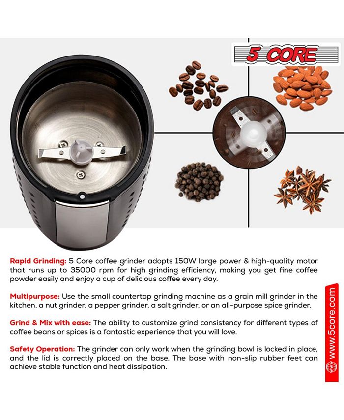 5 Core Core Coffee Grinder 85 Gram Capacity 150W Motor One-Touch ...