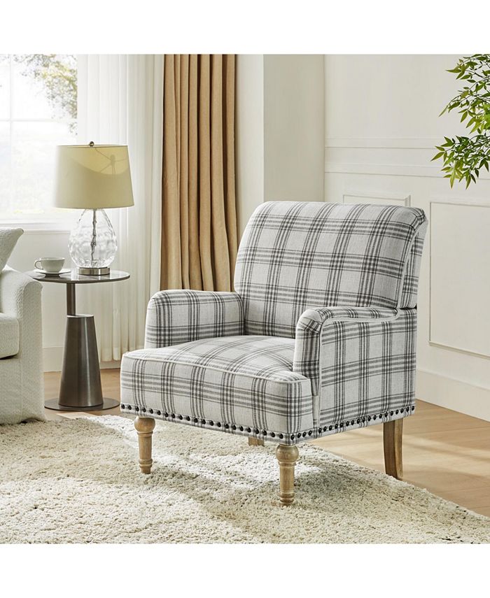 Hulala Home Ruarc Farmhouse Upholstered Armchair - Plaid Design Accent ...