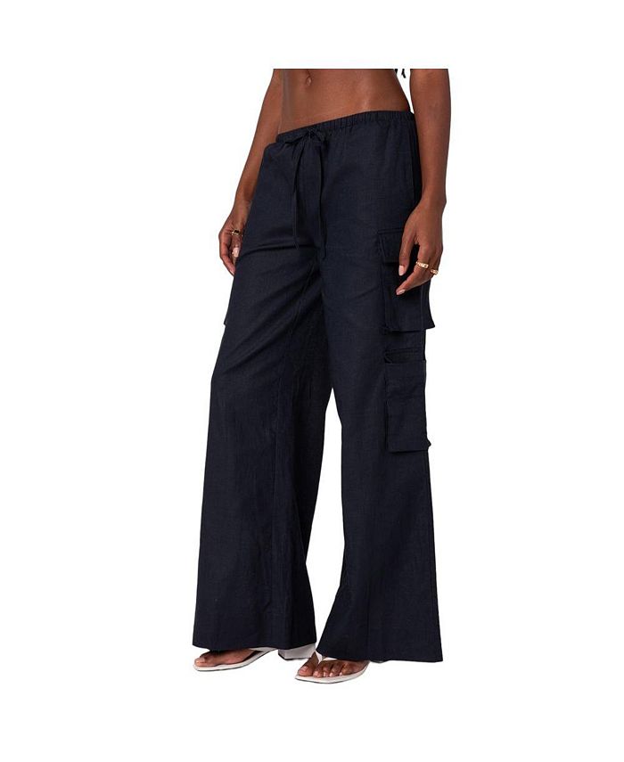 Edikted Women's Bristol Linen Look Cargo Pants - Macy's