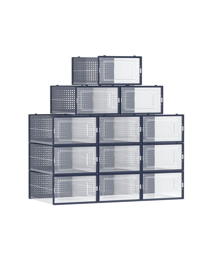 Slickblue Pack Of 12 Stackable Shoe Storage Organizers, Versatile For ...