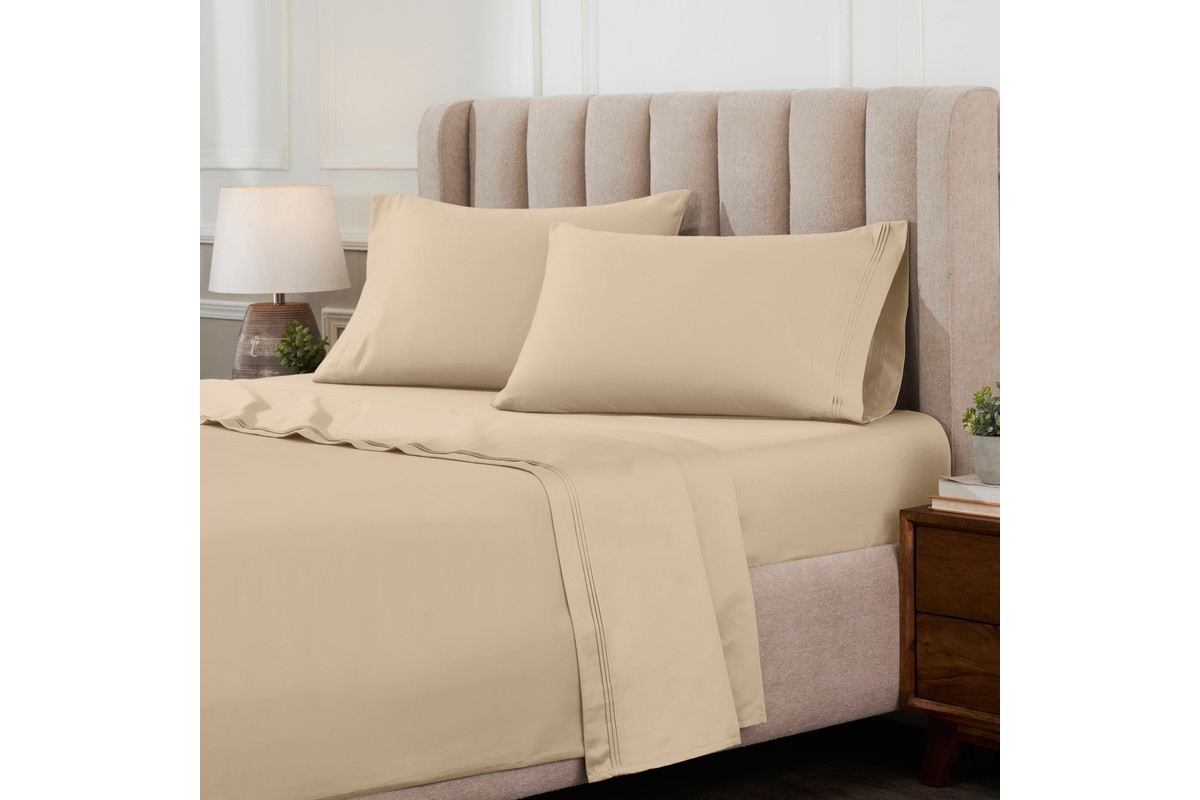 Superior 1000-tc Egyptian Cotton Solid Deep Pocket Sheet Set  Queen Size - Tan