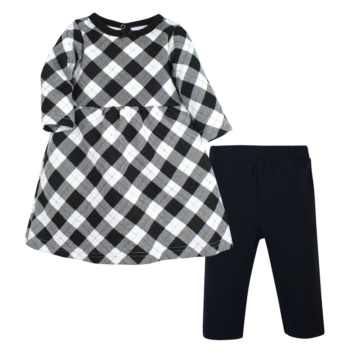 Click here for Hudson Baby Quilted Cotton Dress and Leggings - Bl... prices