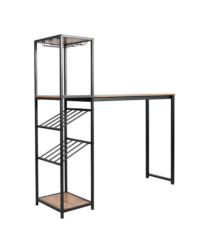 MERRICK LANE Kramer Metal Bar And Wine Table With Bottle Storage And ...