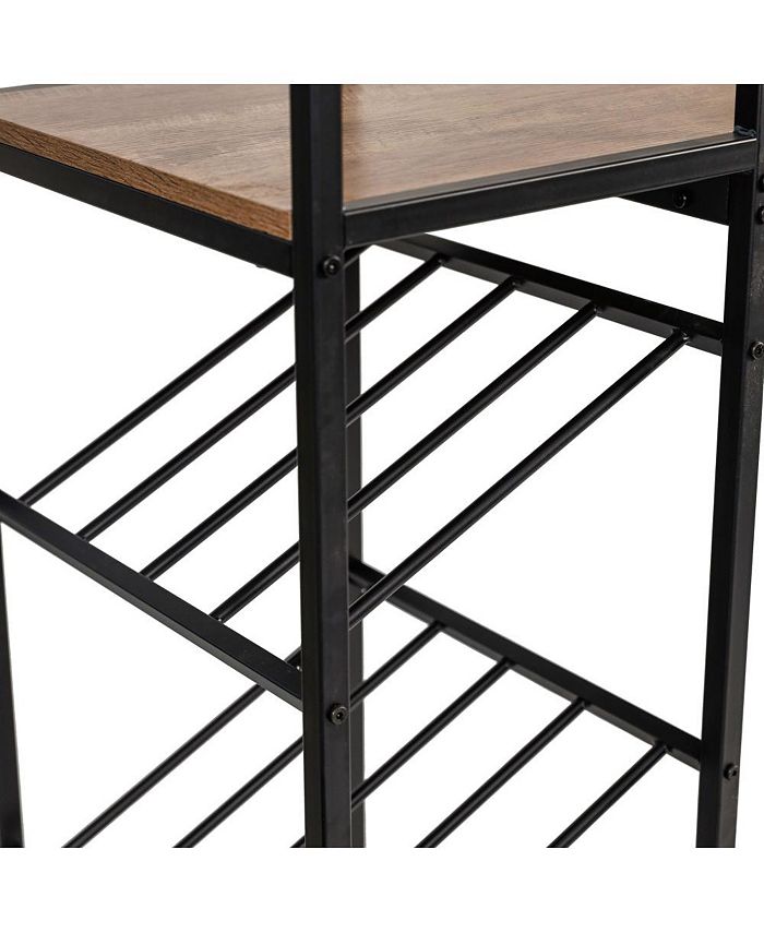 MERRICK LANE Kramer Metal Bar And Wine Table With Bottle Storage And ...