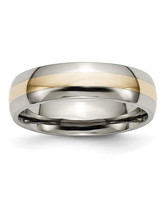 Chisel Titanium Polished with 14k Gold Inlay Wedding Band Ring - Macy's