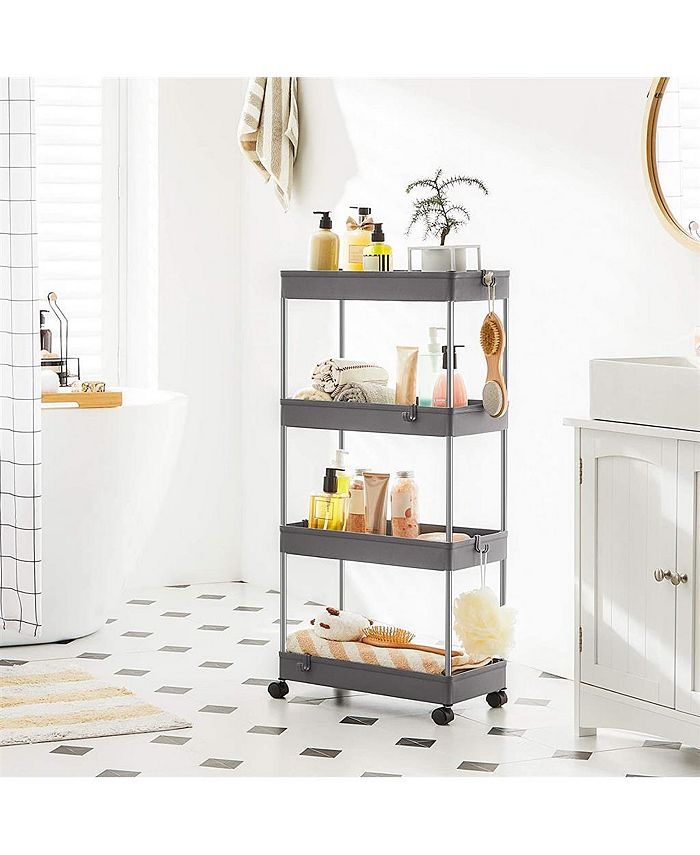 Slickblue 4-Tier Slide Out Storage Cart, Slim Rolling Cart on Wheels ...