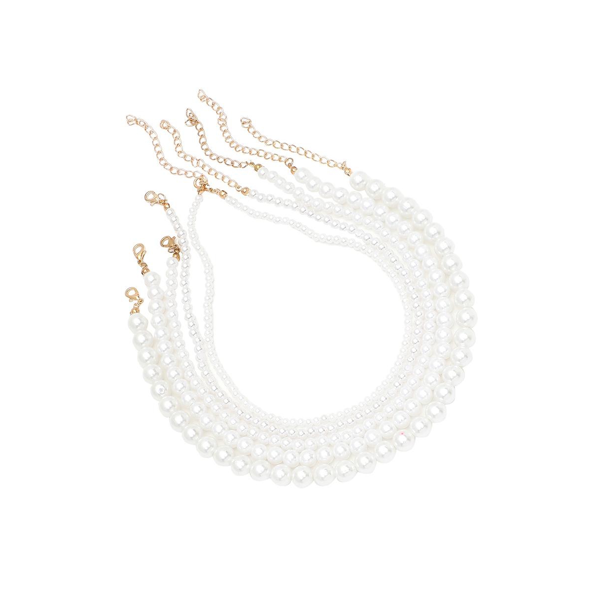 Click here for Sohi Womens Snowball Multi-Layered Necklace - Whit... prices