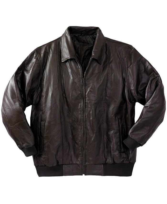 KingSize Big & Tall Embossed Leather Bomber Jacket - Macy's