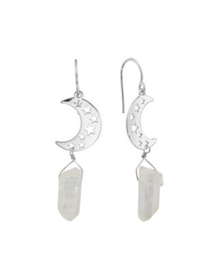 Macy's Aurora Borealis or Mystic Quartz Silver Plated Half Moon Drop Earrings - Macy's