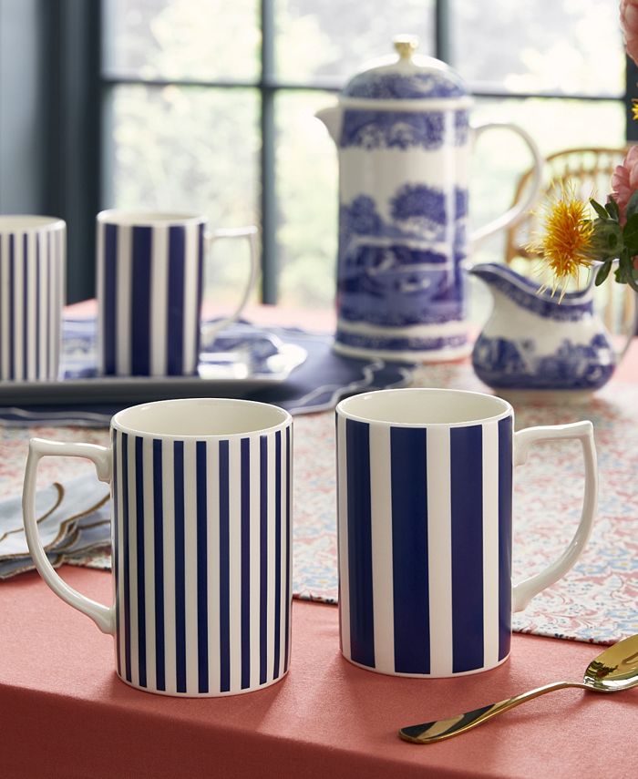 Spode Blue Italian Steccato Bold Stripe Mugs, Set of 4 - Macy's