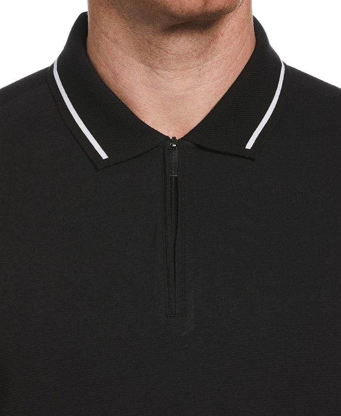 Perry Ellis Men's Mini Ottoman Quarter-Zip Short Sleeve Polo Shirt - Macy's