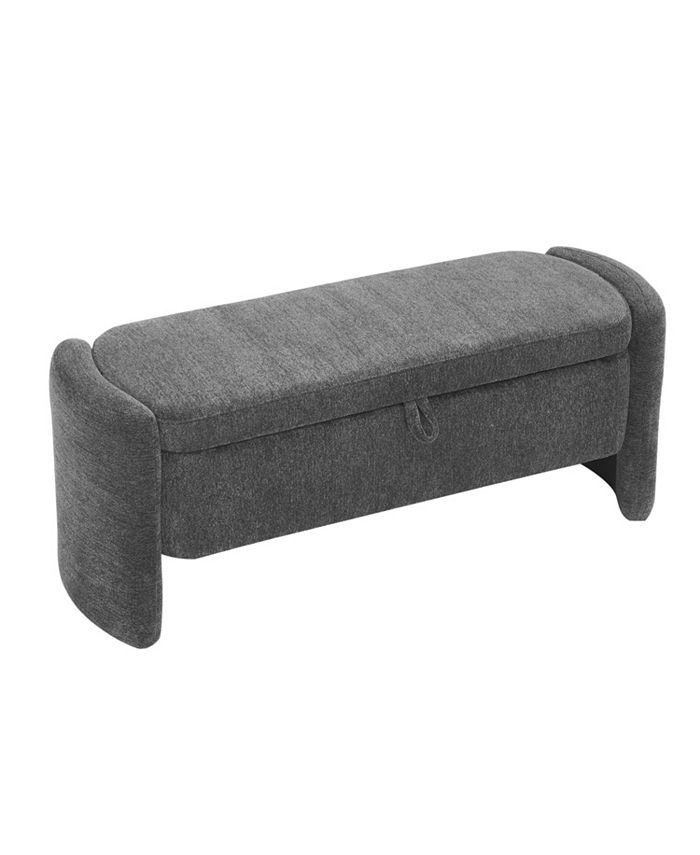 Simplie Fun Grey Ottoman Storage Bench for Living Room, Bedroom ...