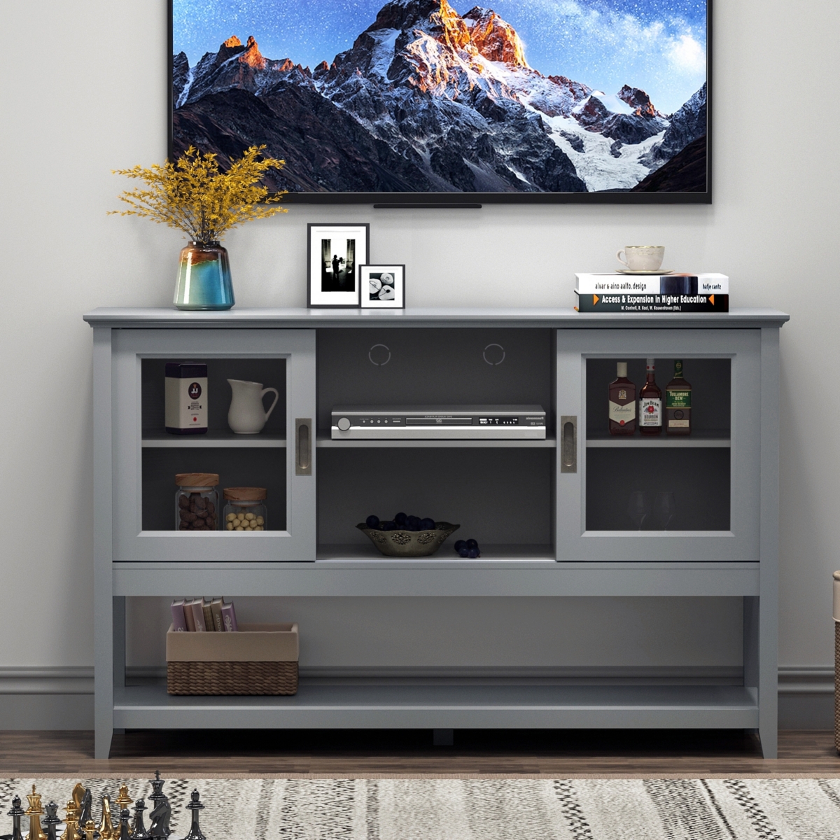 Click here for Sideboard Buffet Table With Doors  Grey - Grey prices