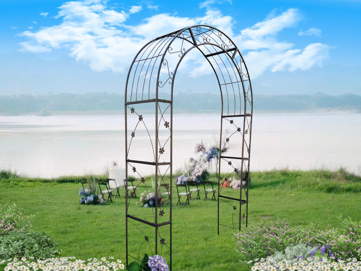 Click here for Outdoor Black Metal Garden Arbor Archway - Black prices